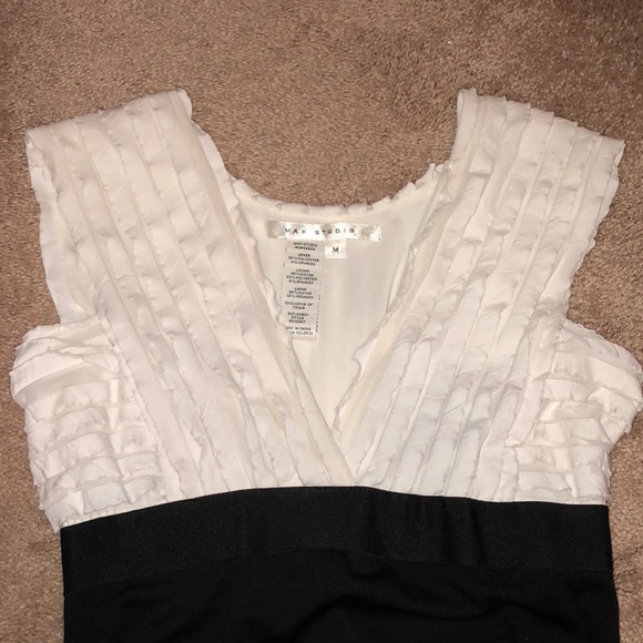Max Studio | Dresses | Max Studio Black And Cream Ruffle Top Dress ...